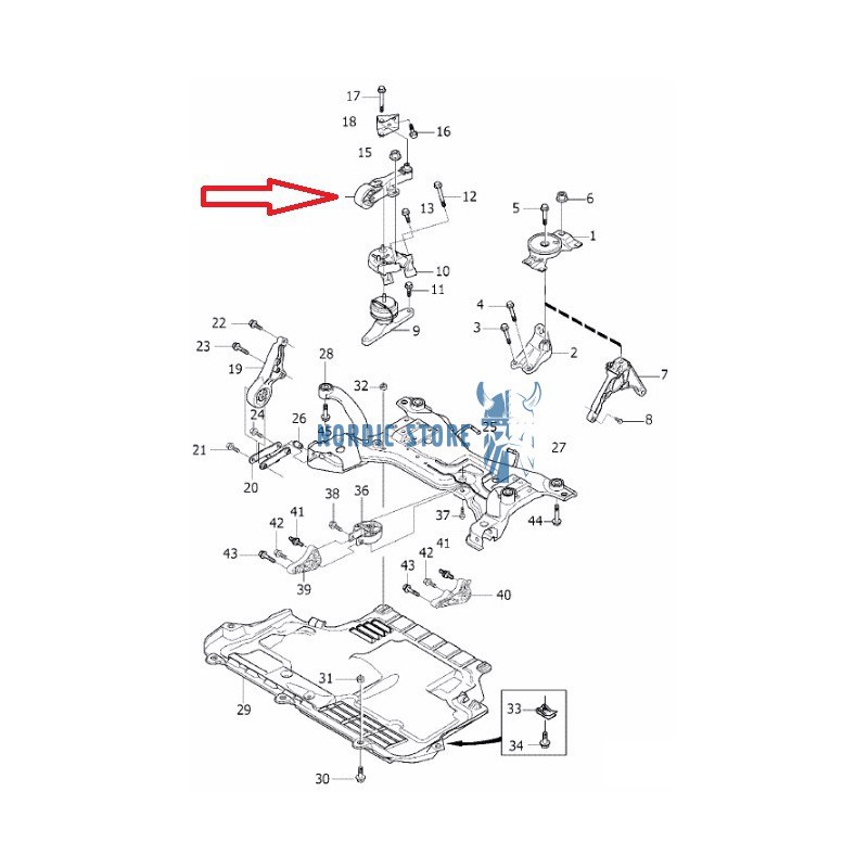 Volvo gyári alkatrészek, Volvo 31262183 felső motortartó bak